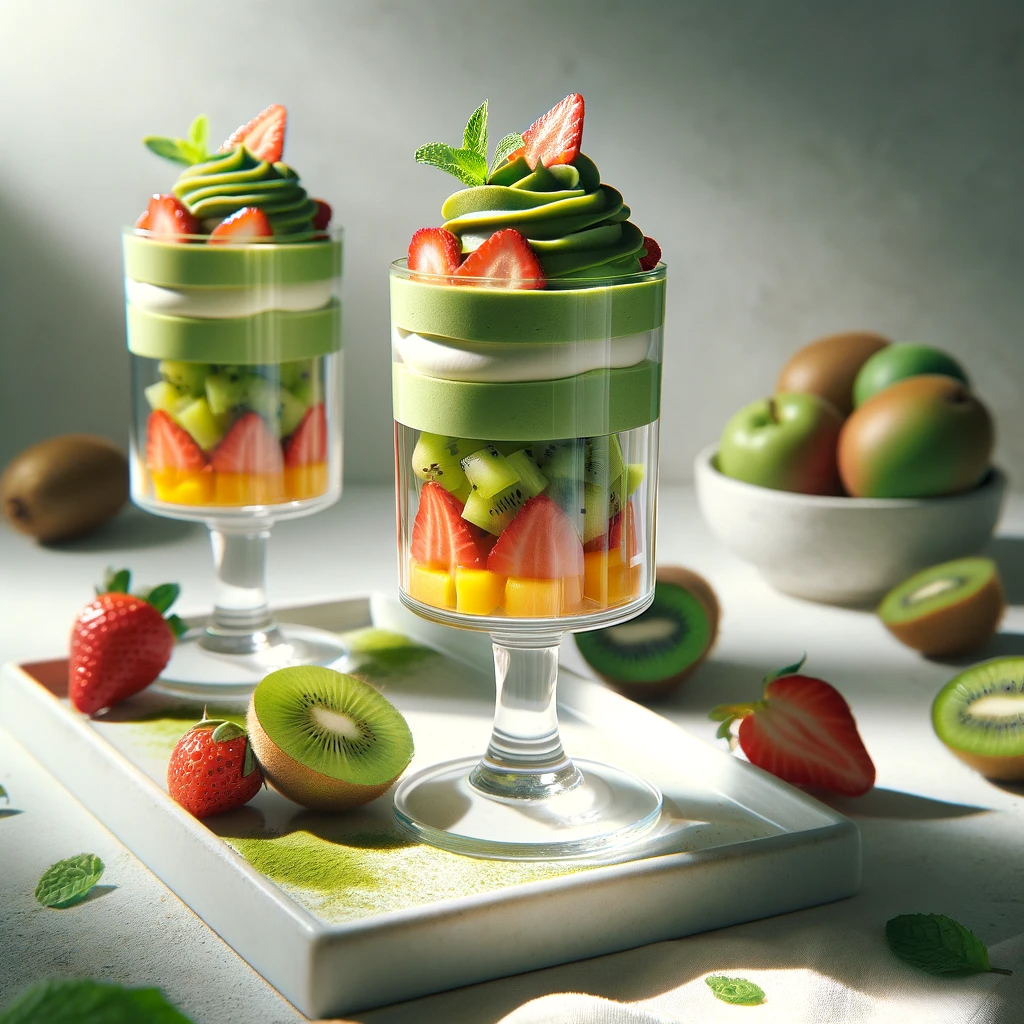 Verrines au matcha et fruits