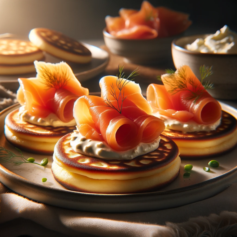 DALL·E 2023-11-27 09.01.49 - Warm, golden, fluffy blinis attractively ...