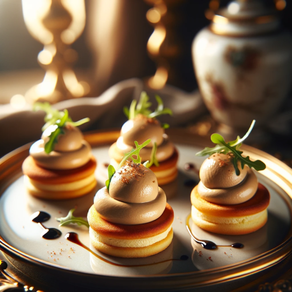 DALL·E 2023-11-27 09.08.48 - Golden, fluffy blinis served on a fine ...