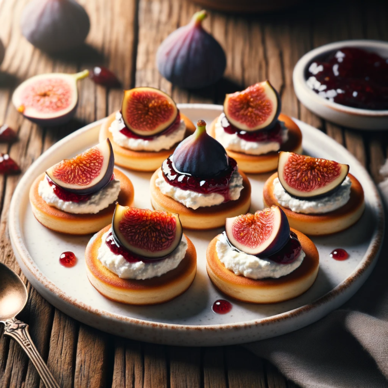 DALL·E 2023-11-27 19.19.58 - A photo of mini blinis with ricotta and ...