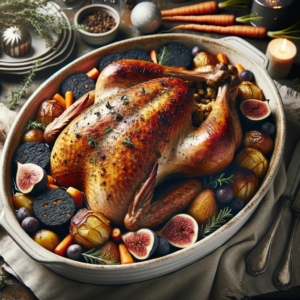 Dinde farcie aux figues et au boudin noir