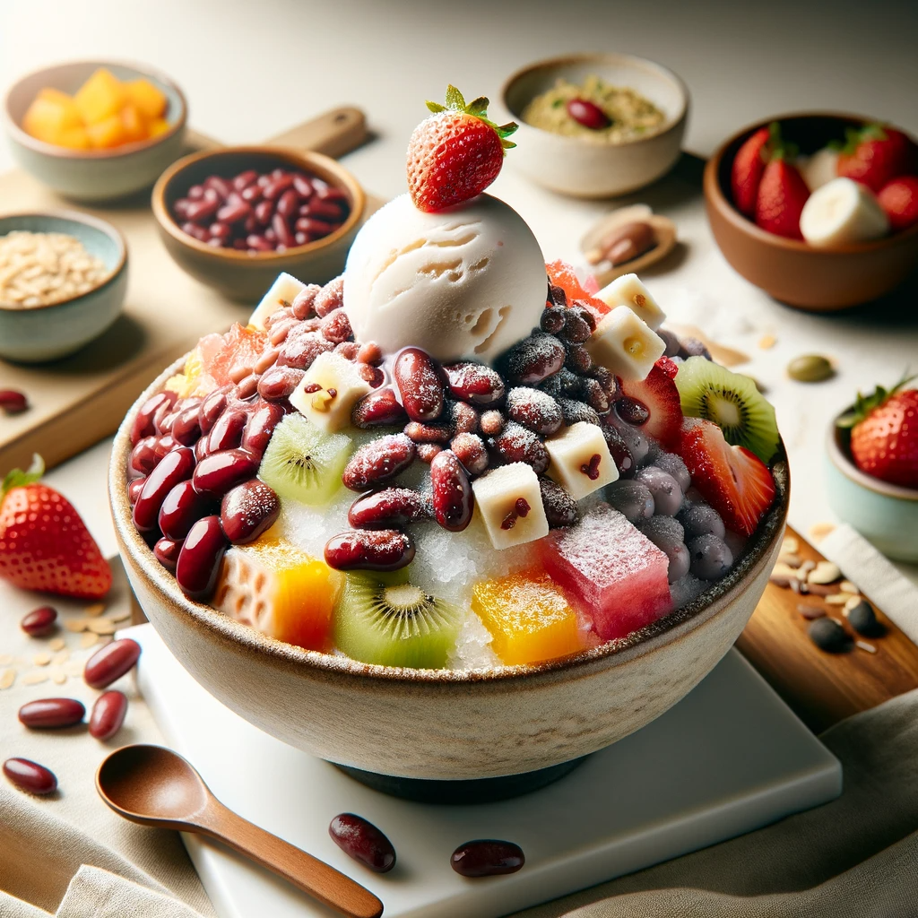 DALL·E 2023-12-16 15.45.03 - Korean Patbingsu served in a large bowl ...