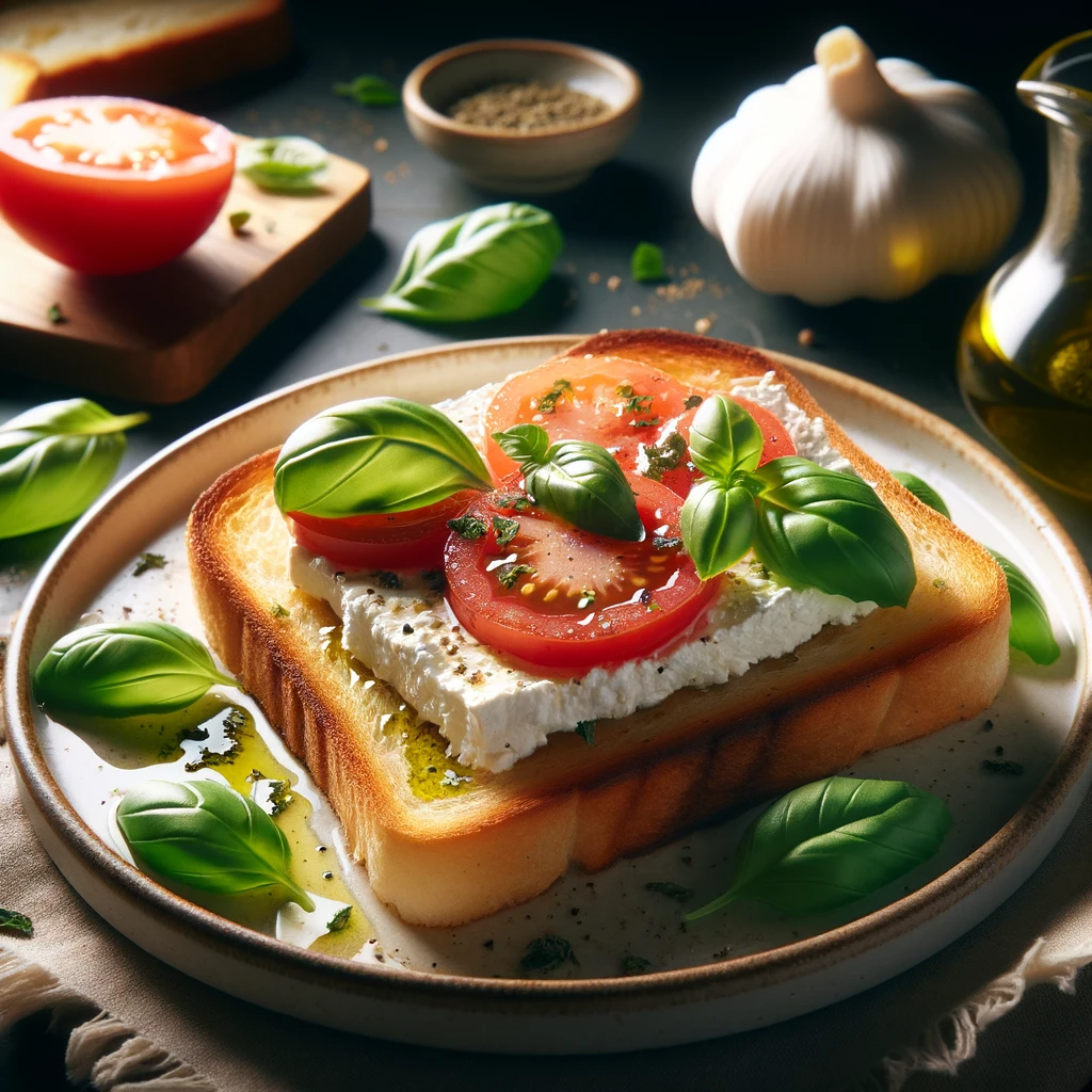 Toast de fromage de chèvre frais et basilic