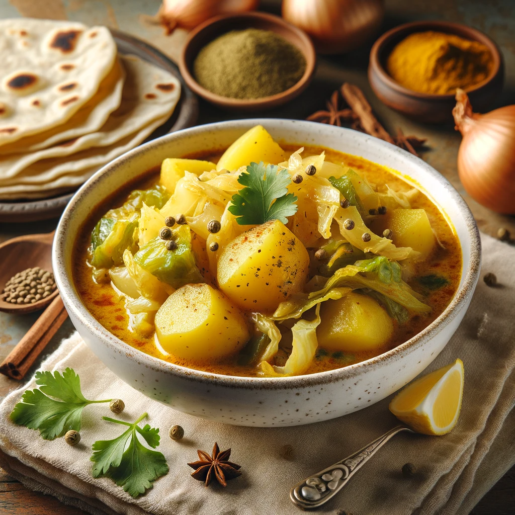 Curry de pommes de terre et chou