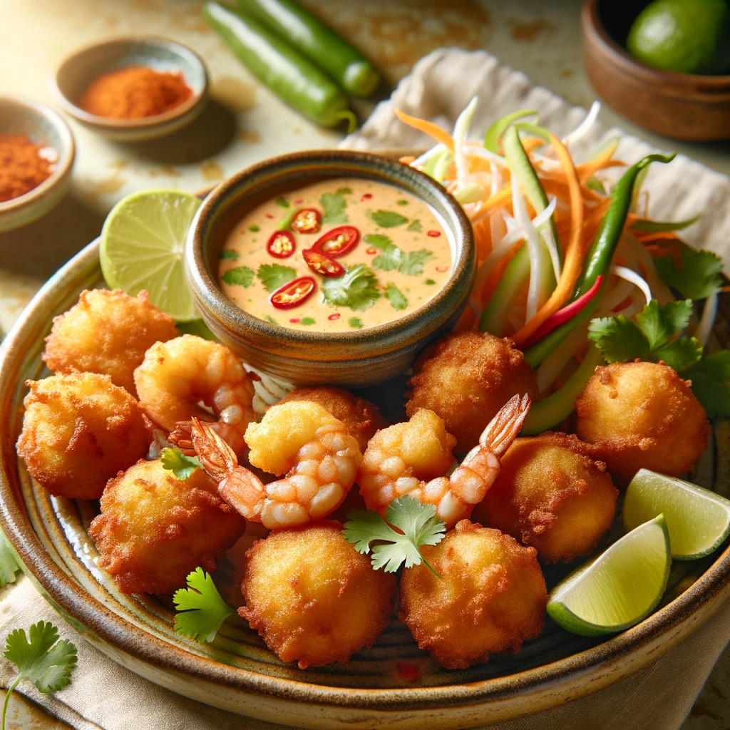 Beignets de crevette à la cajun avec trempette thaï