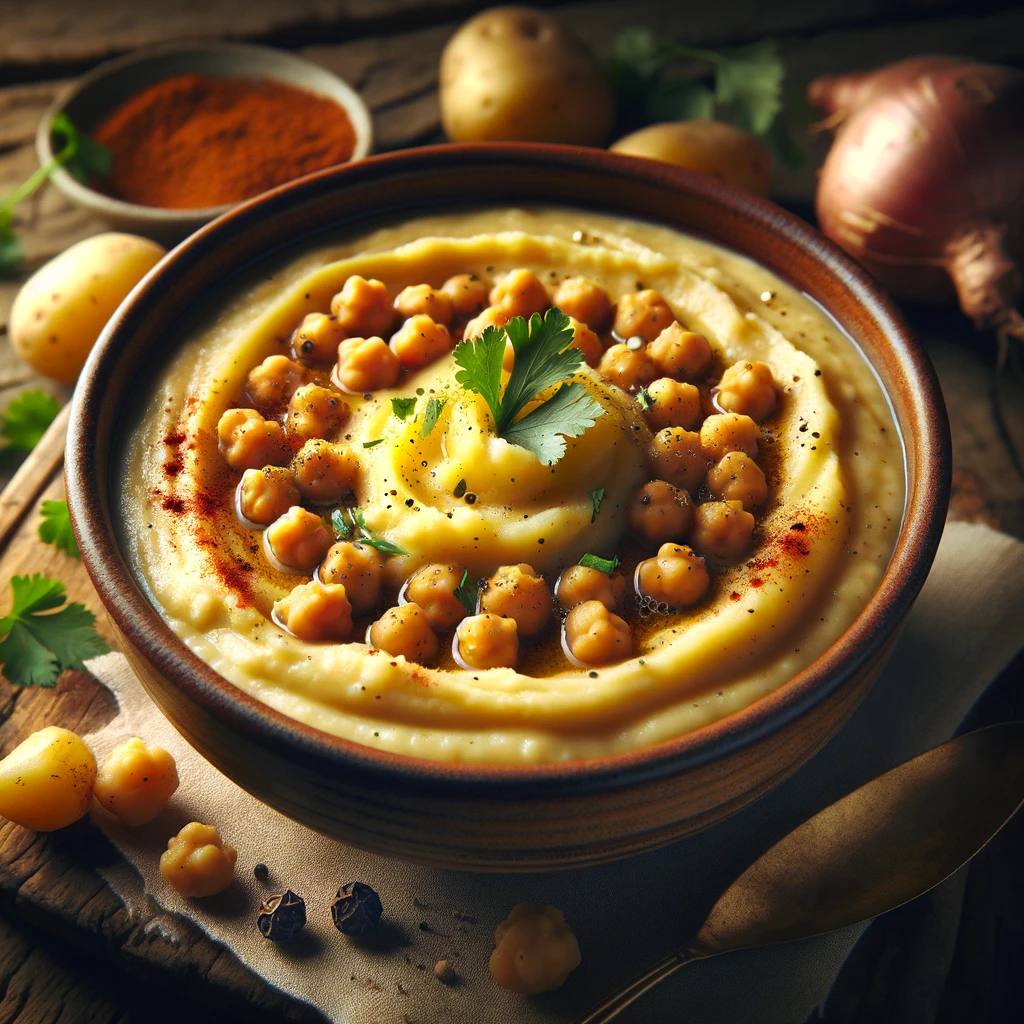Purée de pois chiches et pommes de terre