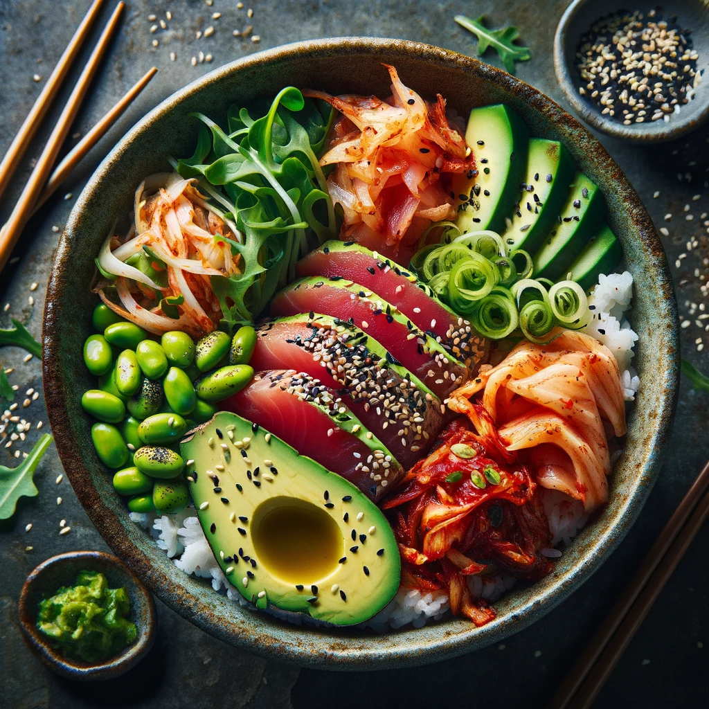 Poke bowl au kimchi