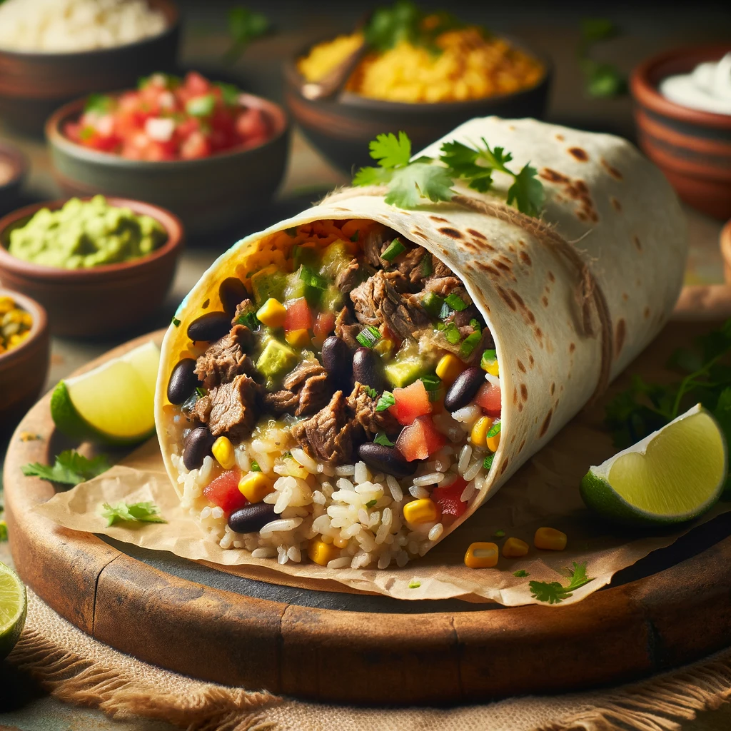 Burritos au boeuf et riz