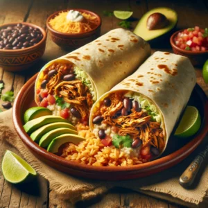 Burritos au poulet et haricots noirs