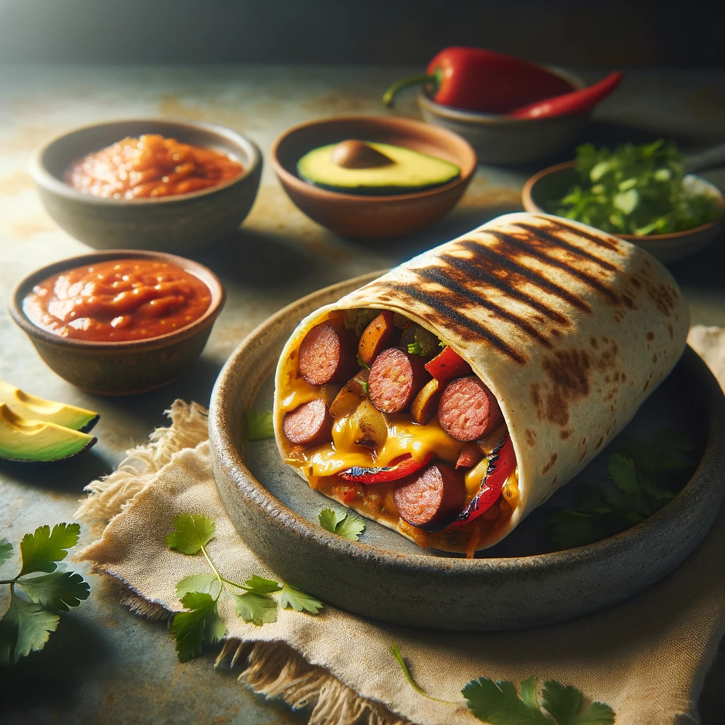 Burritos à la saucisse et poivron rouge