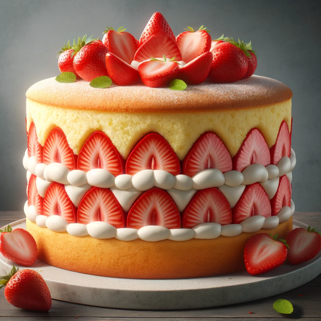 Gâteau éponge aux fraises