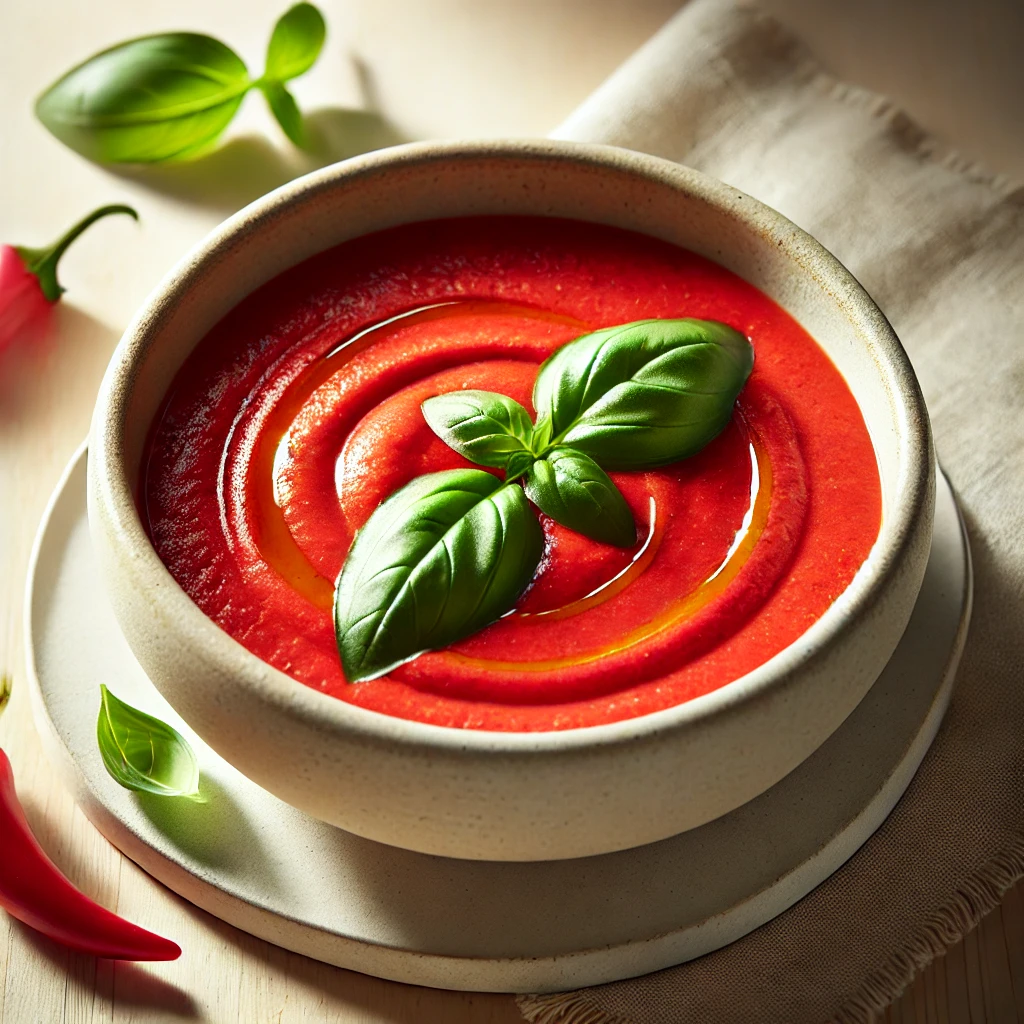 Potage de poivrons et basilic