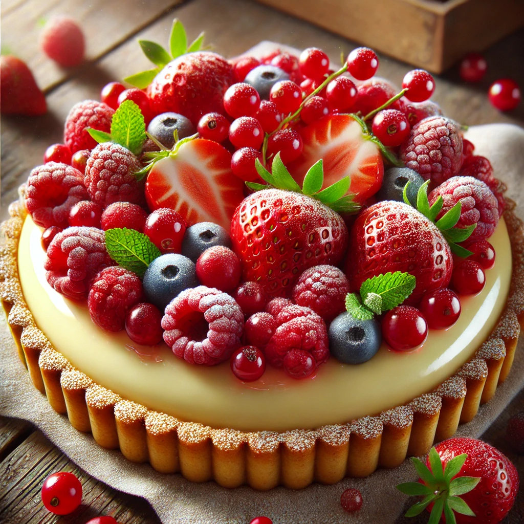 Tarte à la vanille et aux fruits rouges
